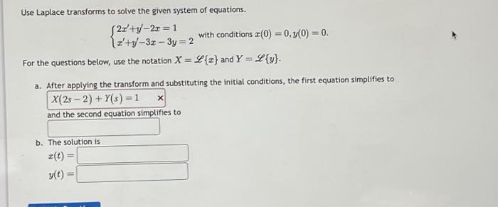 Solved Use Laplace transforms to solve the given system of | Chegg.com