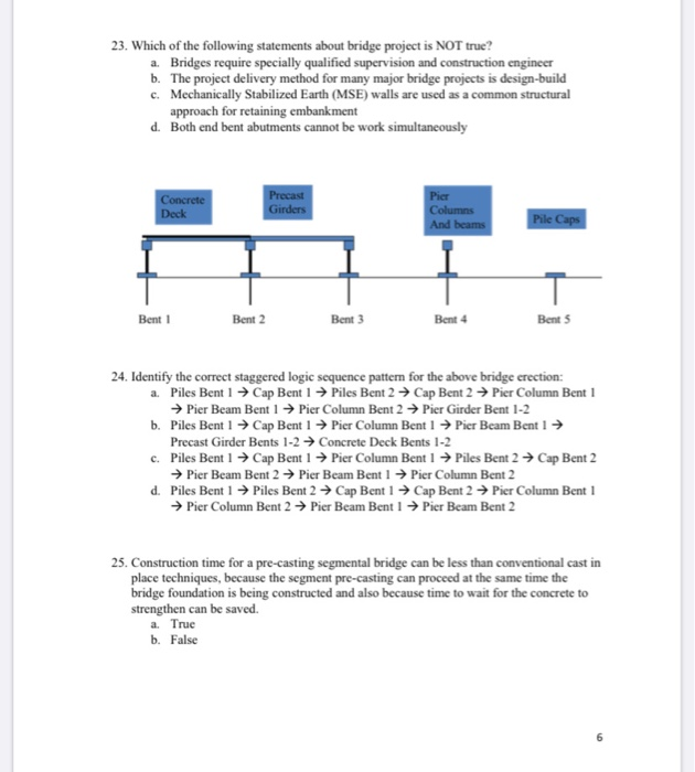 Solved 23. Which of the following statements about bridge | Chegg.com