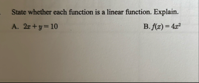 Solved State whether each function is a linear function. | Chegg.com
