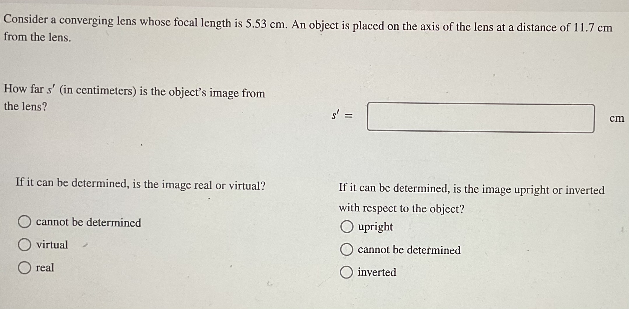 Solved Consider a converging lens whose focal length is | Chegg.com