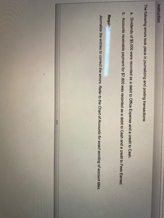 Solved Instruction The following errors took place in | Chegg.com