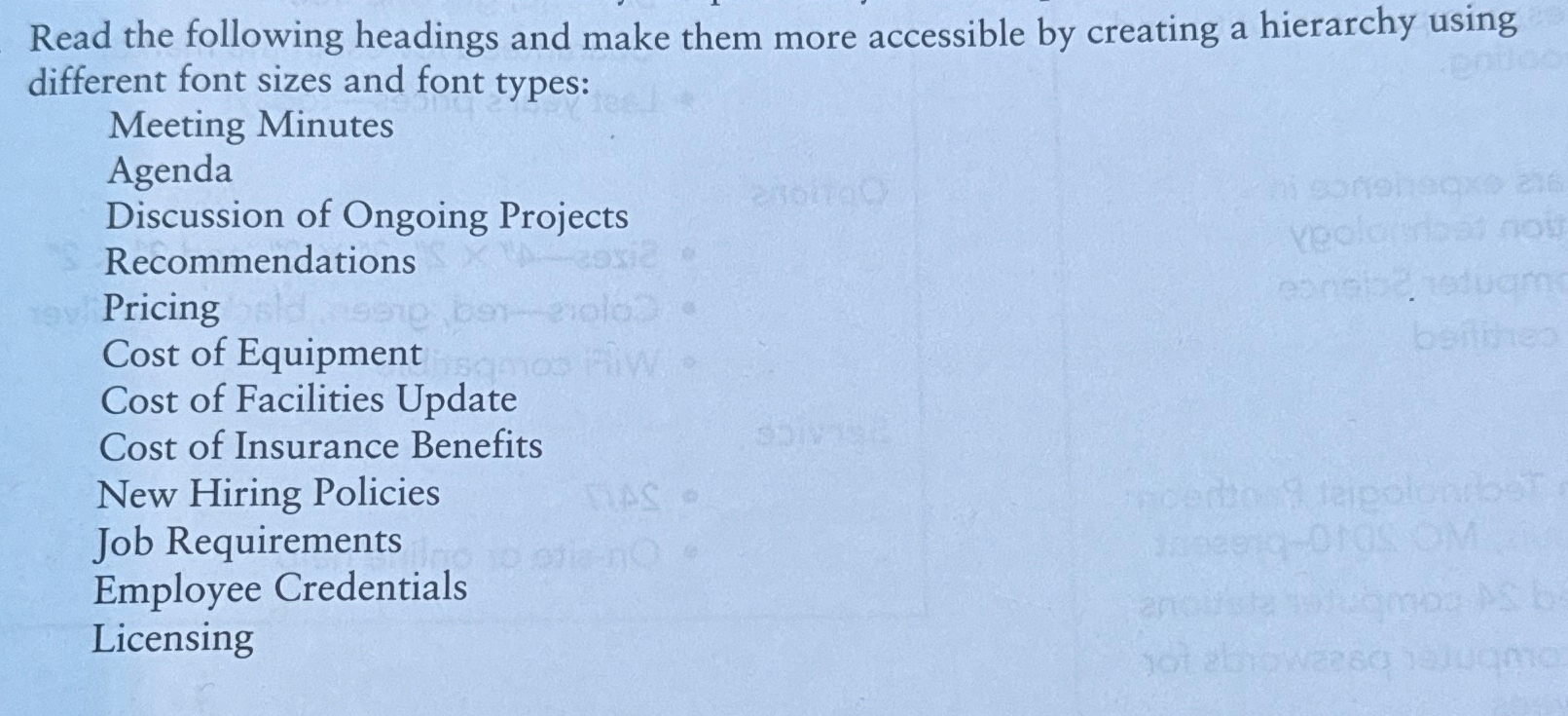 Solved Read the following headings and make them more | Chegg.com