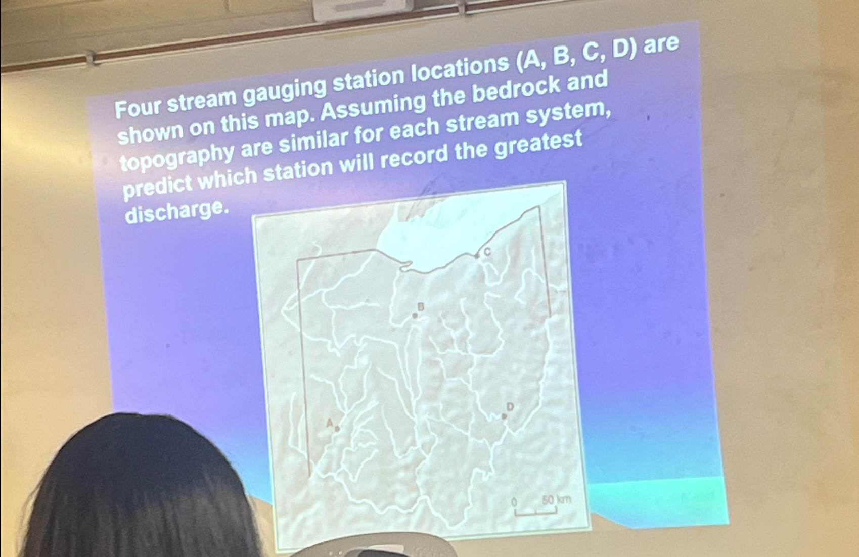 Solved Four stream gauging station locations (A,B,C,D) ﻿are | Chegg.com