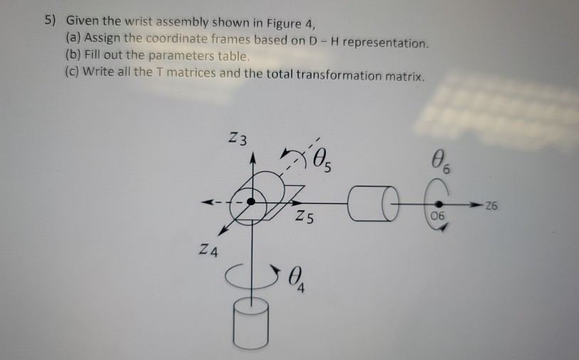 Solved 5) Given the wrist assembly shown in Figure 4, (a) | Chegg.com