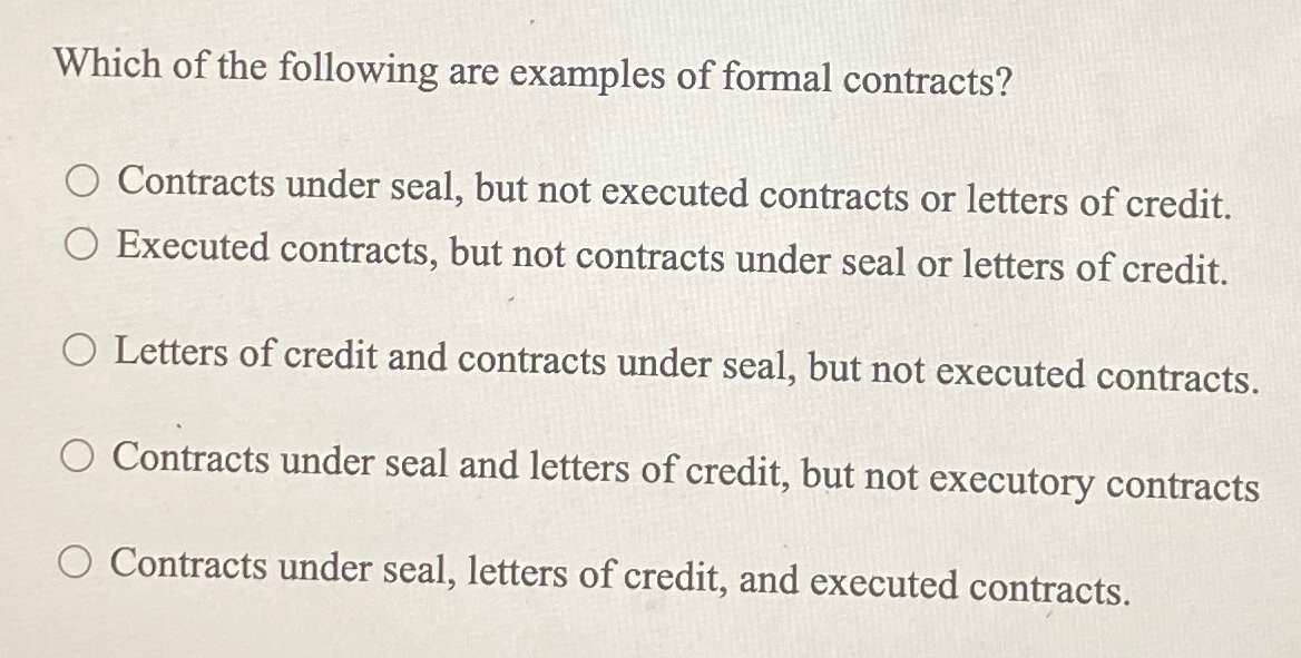 Solved Which of the following are examples of formal | Chegg.com