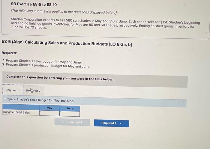 Solved SB Exercise E8-5 to E8-10 [The following information | Chegg.com