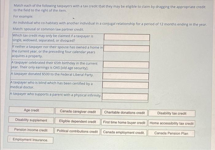Solved Match each of the following taxpayers with a tax | Chegg.com