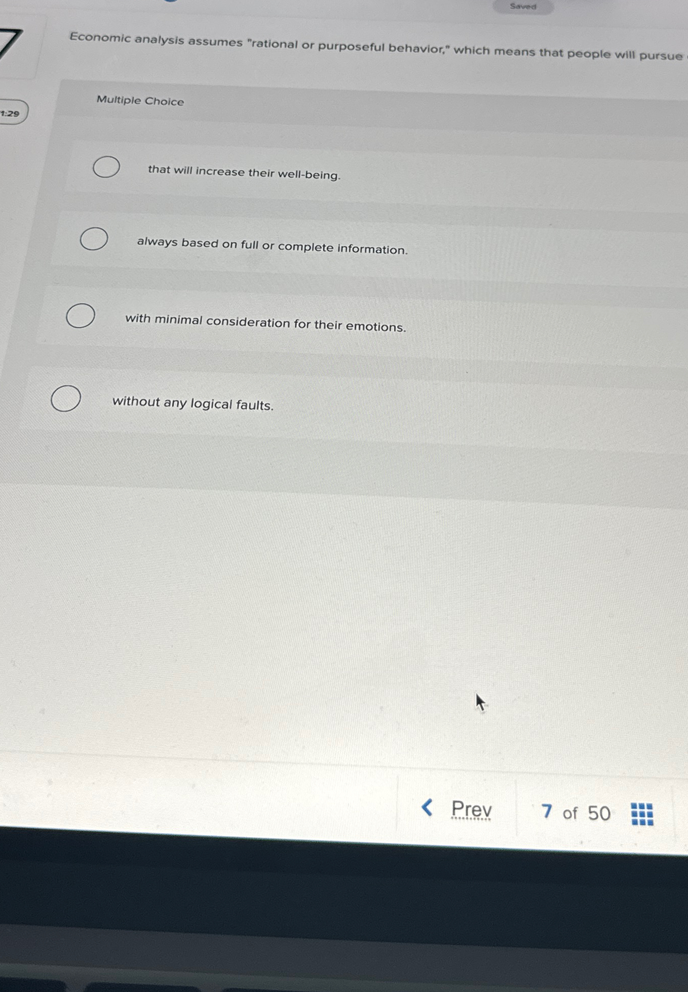 Solved Economic analysis assumes "rational or purposeful | Chegg.com