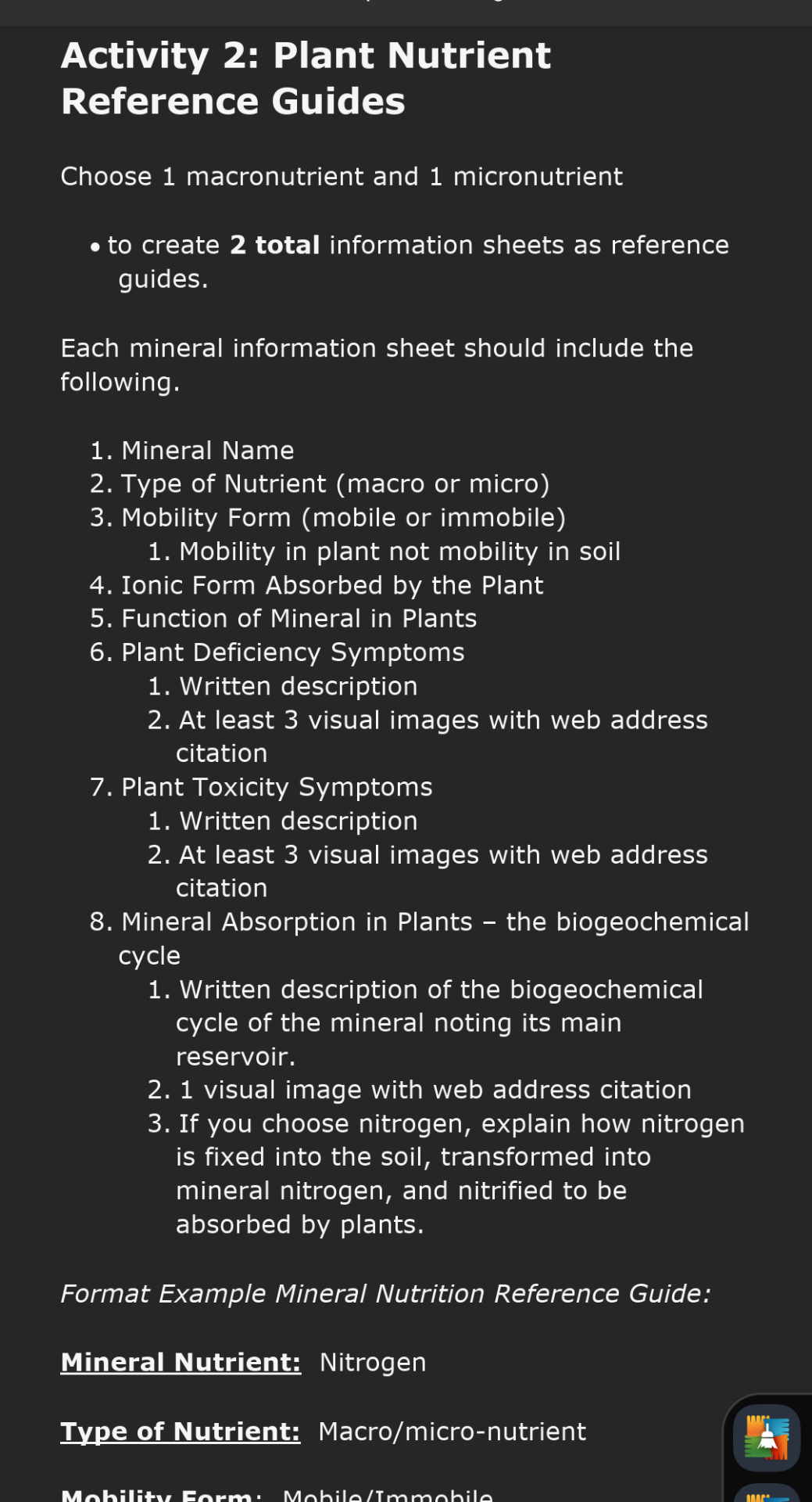 Solved Activity 2: Plant Nutrient Reference Guides Choose 1 | Chegg.com