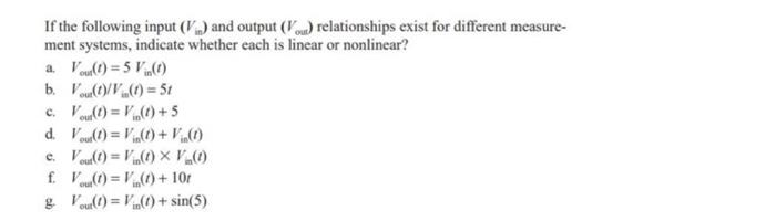 Solved If the following input (Vin ) and output (Vout ) | Chegg.com