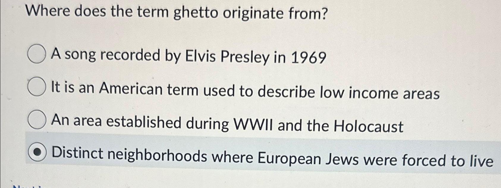 Solved Where does the term ghetto originate from?A song | Chegg.com