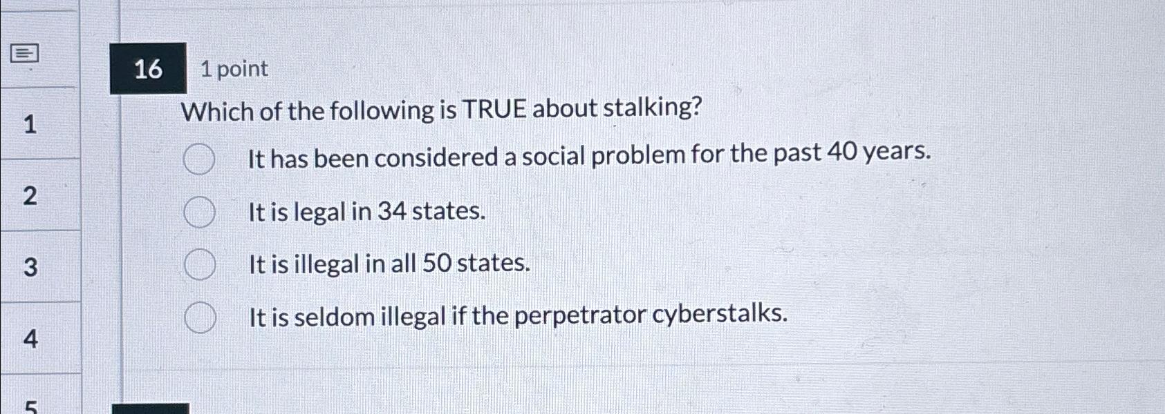 Solved 161 ﻿pointWhich of the following is TRUE about | Chegg.com