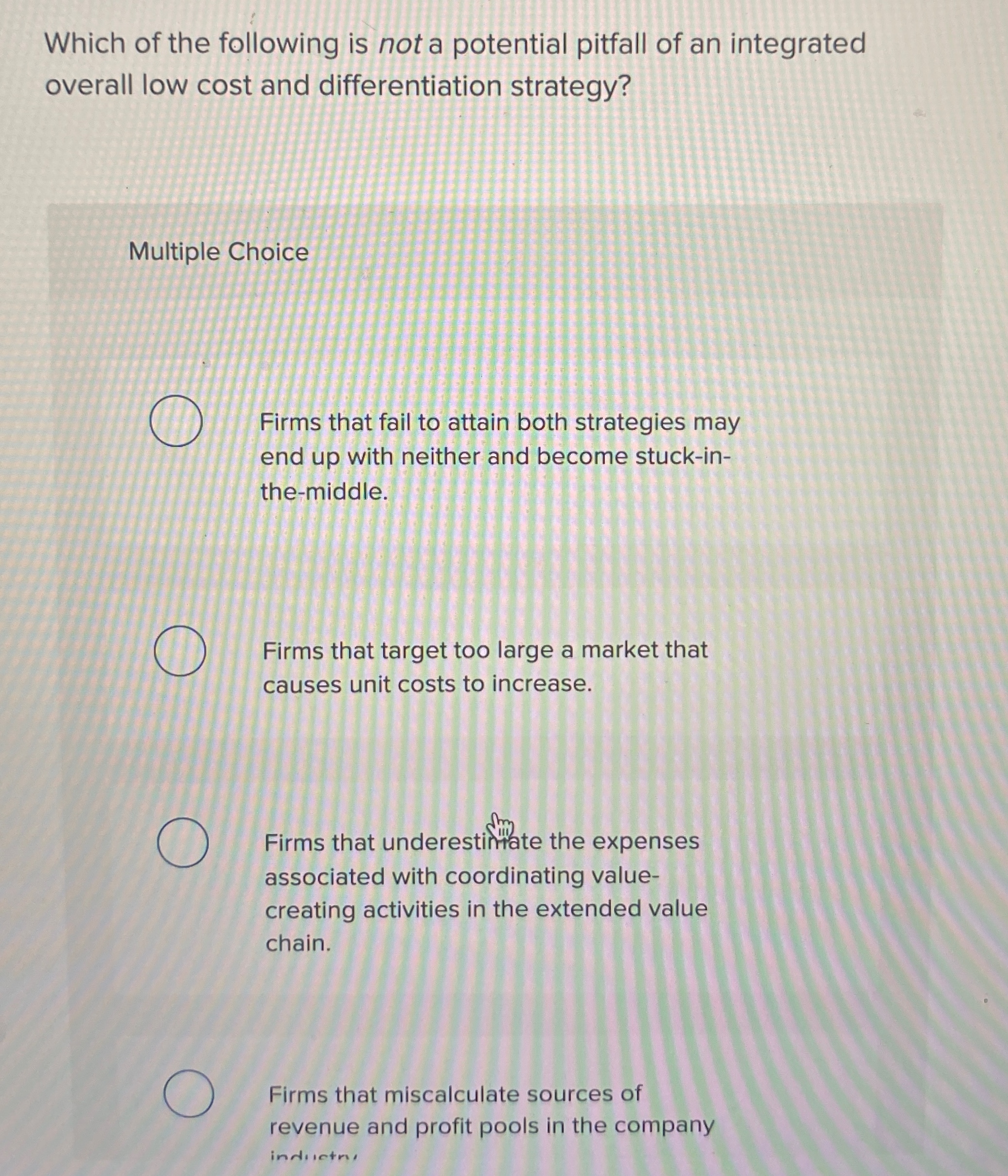 Solved Which of the following is not a potential pitfall of | Chegg.com