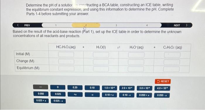 Determine the pH of a s iution by constructing a BCA | Chegg.com