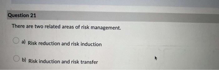 Solved There are two related areas of risk management. a) | Chegg.com