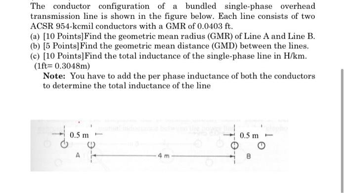 Solved The conductor configuration of a bundled single-phase | Chegg.com