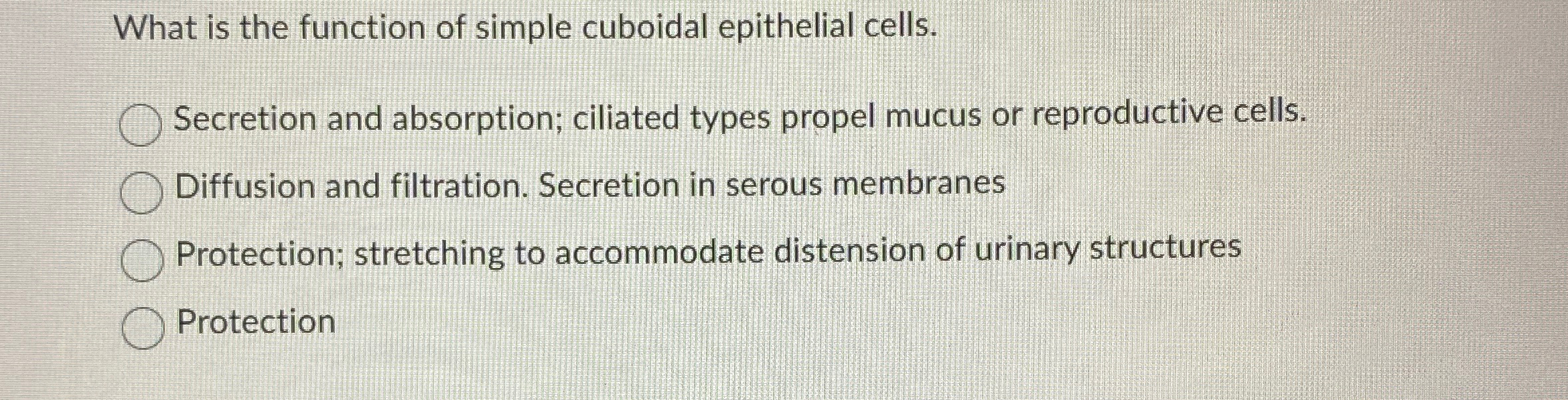 Solved What is the function of simple cuboidal epithelial | Chegg.com