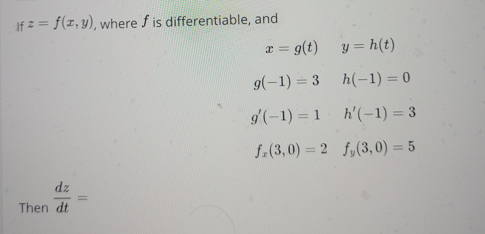 Solved If z=f(x,y), ﻿where f ﻿is differentiable, | Chegg.com