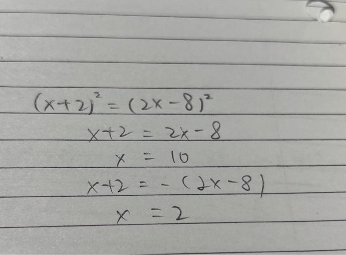 Why does this equation only have 1 answer; but the | Chegg.com