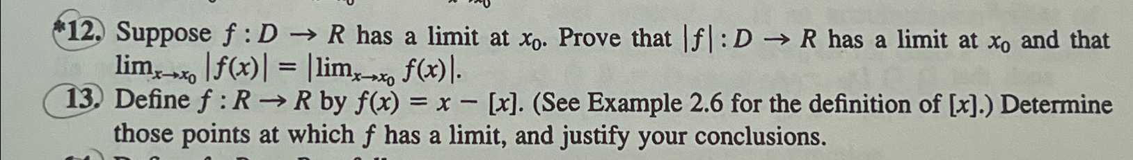 Solved Define f:R→R ﻿by f(x)=x-[x]. (See Example 2.6 ﻿for | Chegg.com