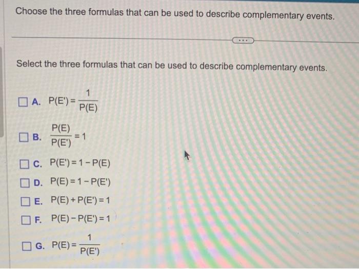 Solved Choose the three formulas that can be used to | Chegg.com
