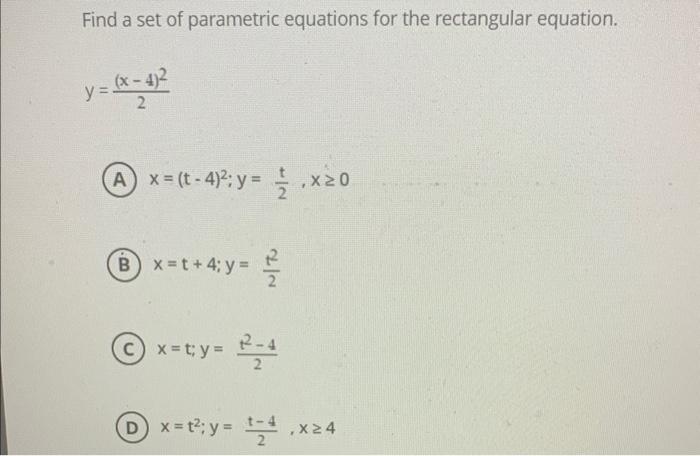 [Solved]: Find a set of parametric equations for the rectan