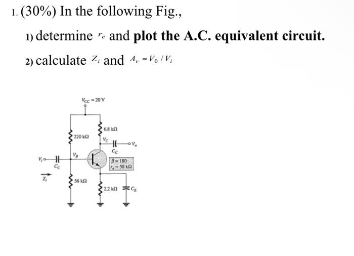 Solved 1. (30%) In the following Fig., 1) determine re and | Chegg.com