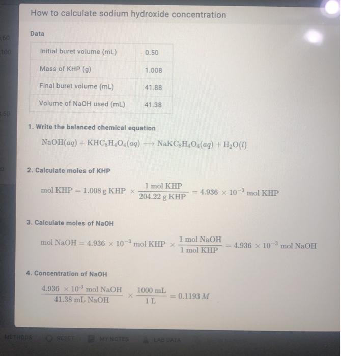 Solved CHEMISTRY • STANDARDIZATION OF SODIUM HYDROXIDE IN A | Chegg.com