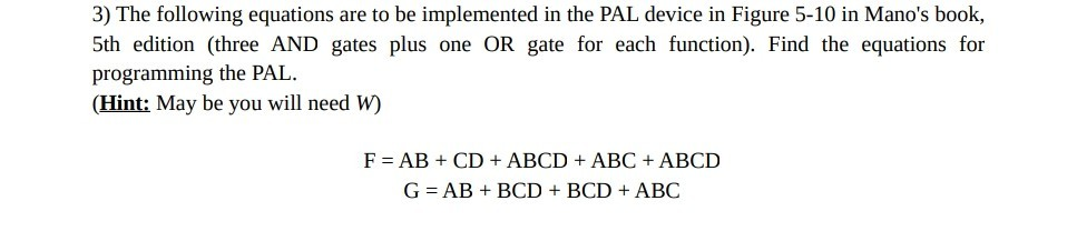 Solved 3) The following equations are to be implemented in | Chegg.com