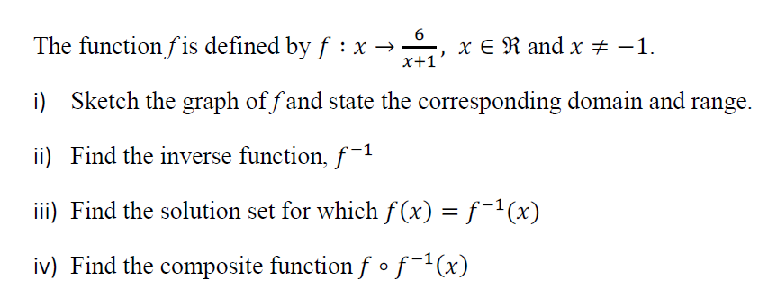 Solved The function f ﻿is defined by f:x→6x+1,xinℜ ﻿and | Chegg.com