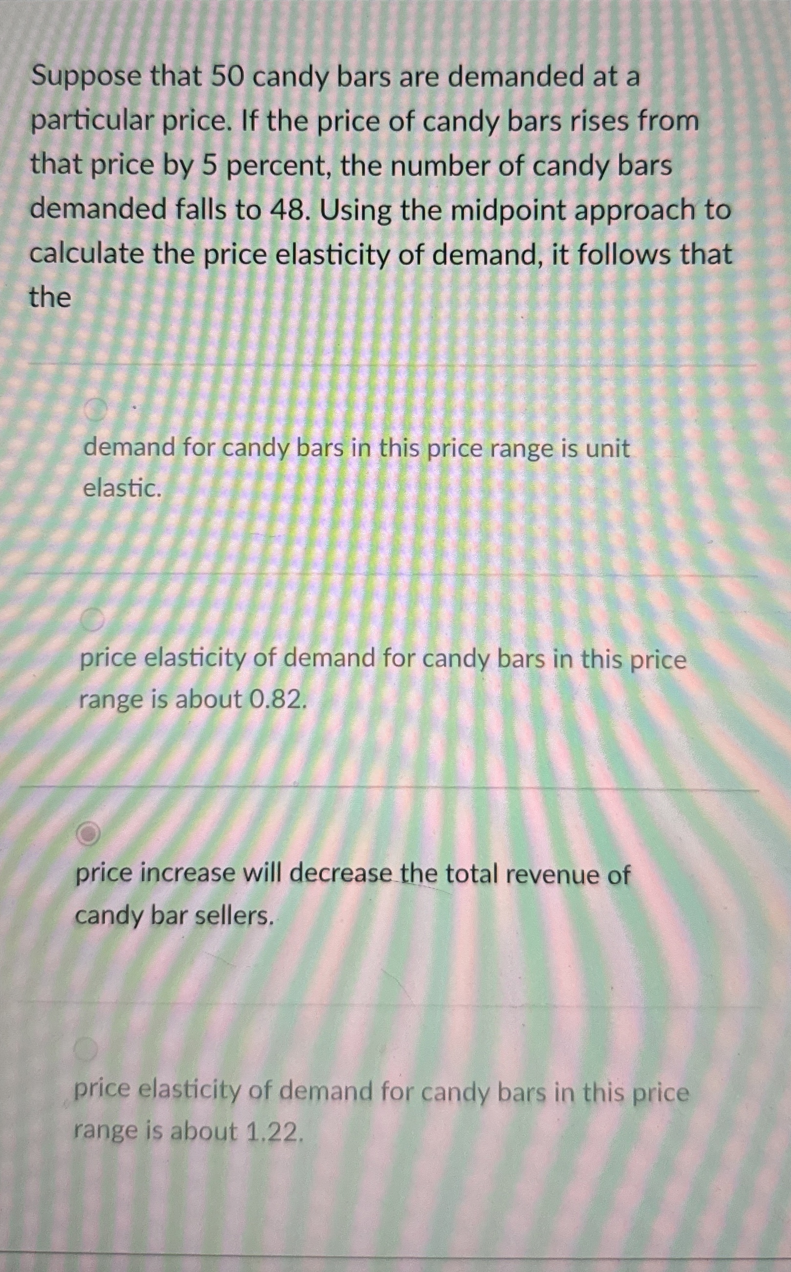 Solved Suppose that 50 ﻿candy bars are demanded at a | Chegg.com