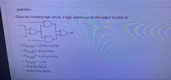 Solved QUESTION 1 Given the following logic circuit, a logic | Chegg.com