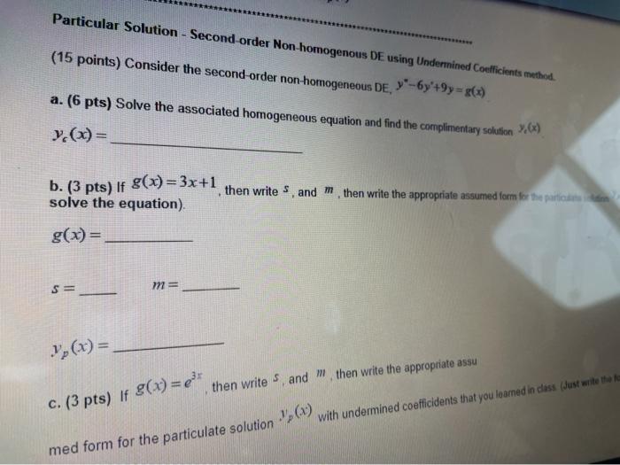 Solved Particular Solution - Second-order Non-homogenous DE | Chegg.com