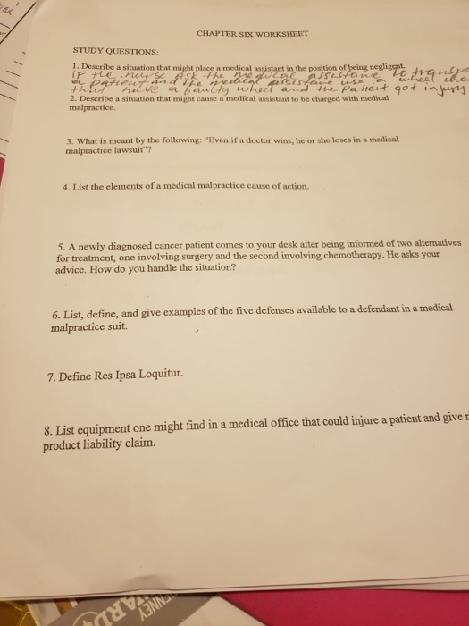 Solved CHAPTER SIX WORKSHEET STUDY QUESTIONS: 1. Describe a | Chegg.com