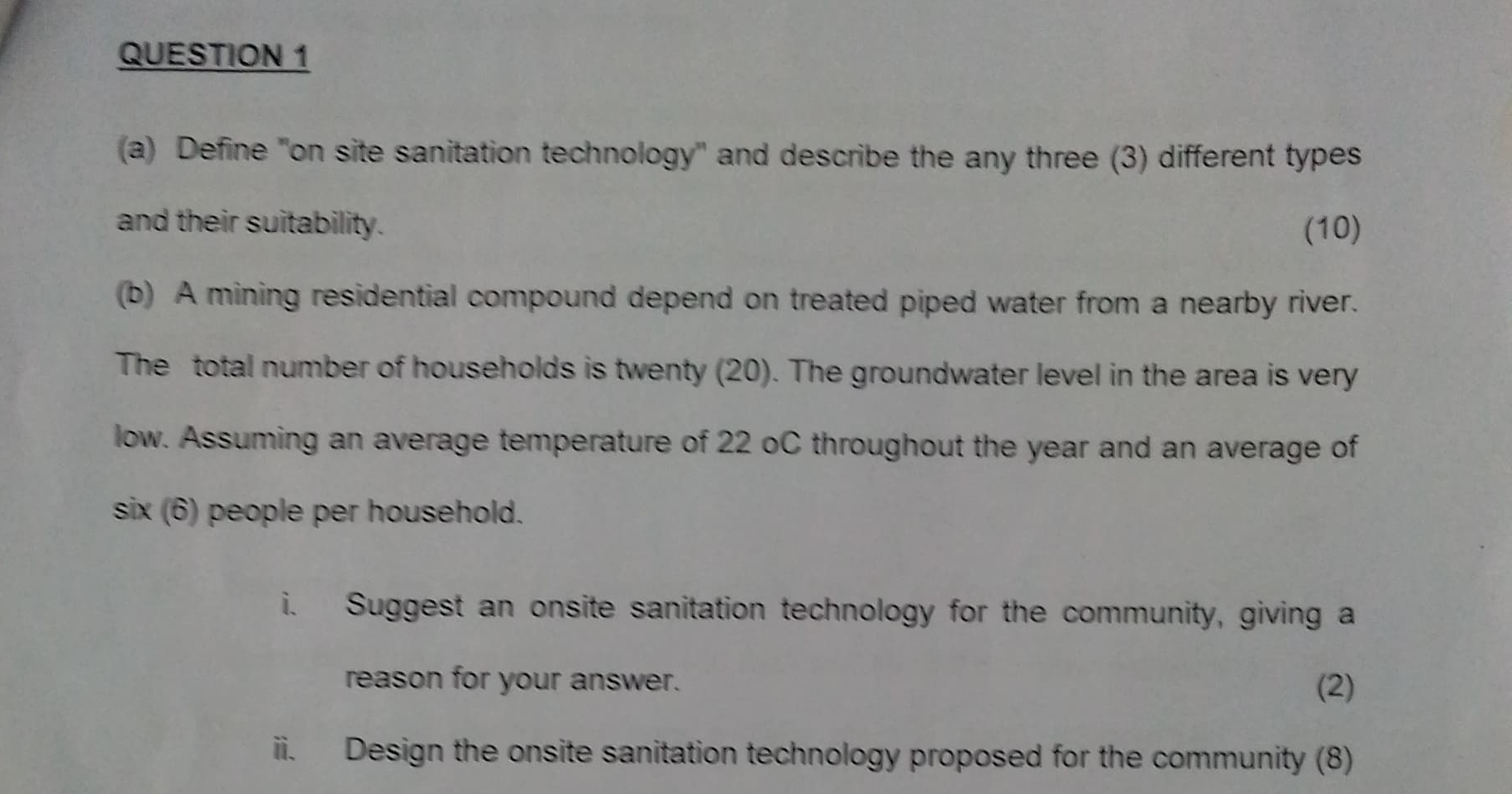 Solved QUESTION 1(a) ﻿Define "on site sanitation technology" | Chegg.com