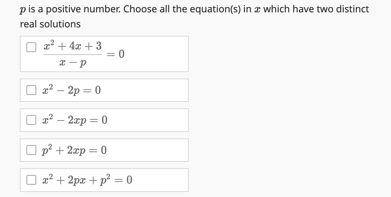 Solved p ﻿is a positive number. Choose all the equation(s) | Chegg.com