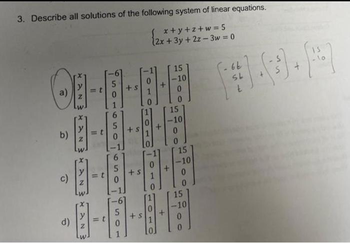Solved 3. Describe all solutions of the following system of | Chegg.com