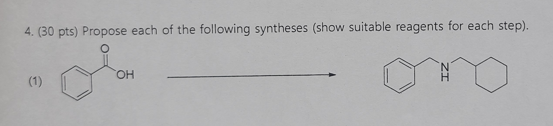 Solved (30 ﻿pts) ﻿Propose each of the following syntheses | Chegg.com