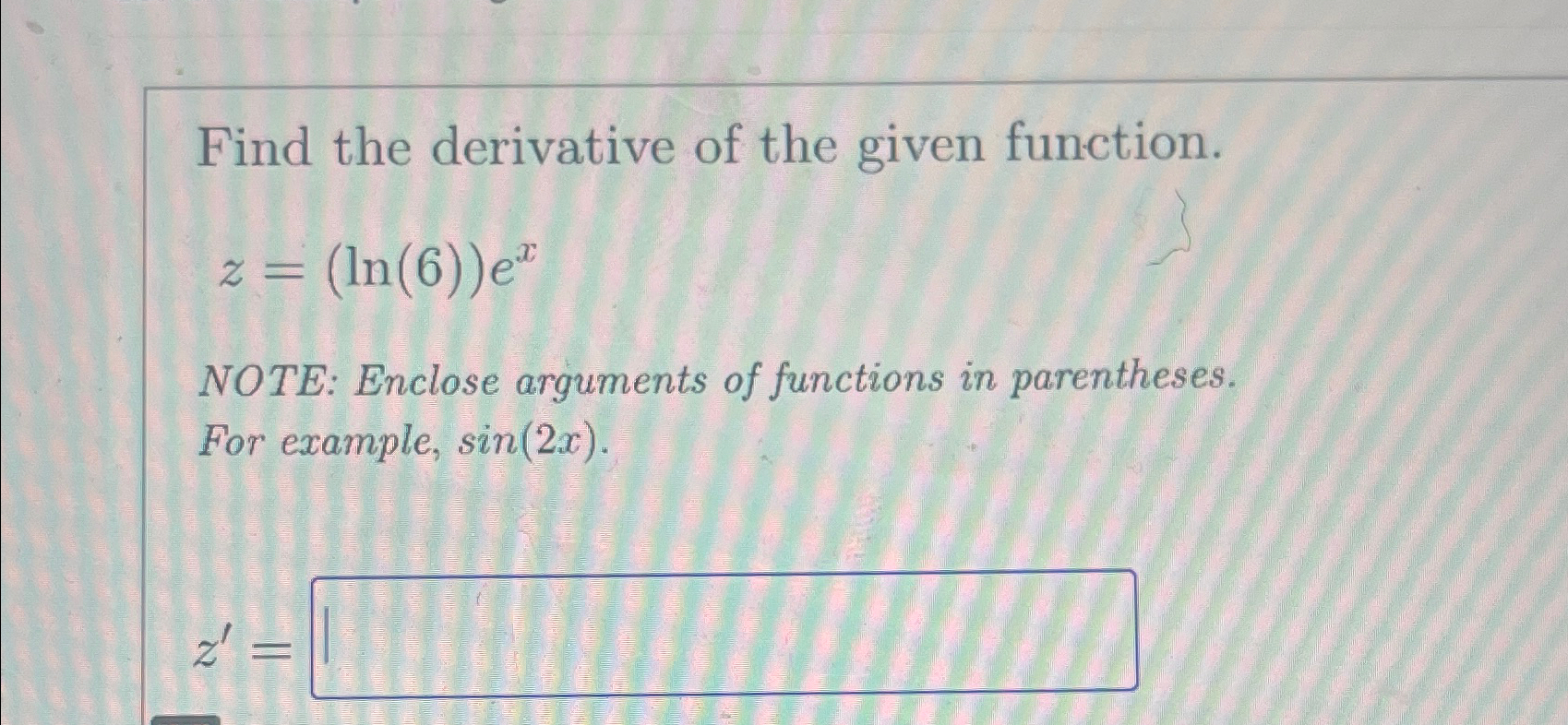 Solved Find the derivative of the given | Chegg.com