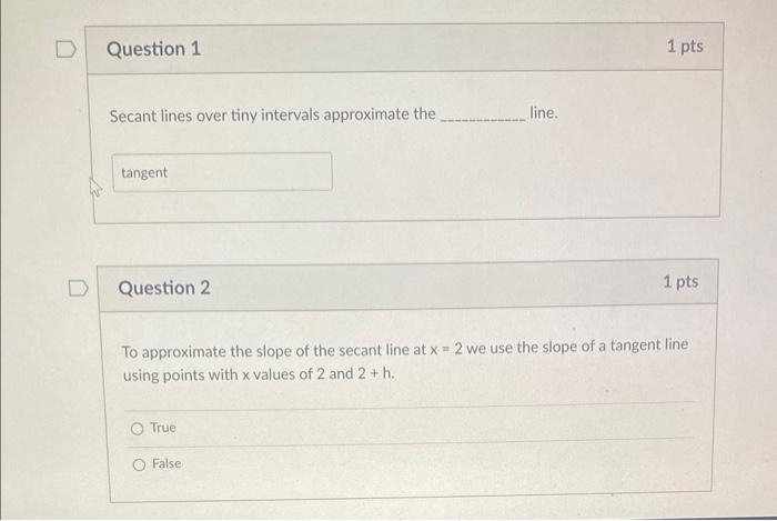 Solved Secant lines over tiny intervals approximate the | Chegg.com