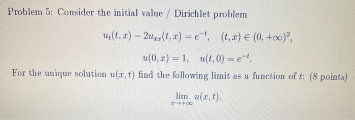 Solved Problem 5: Consider the initial value Dirichlet | Chegg.com