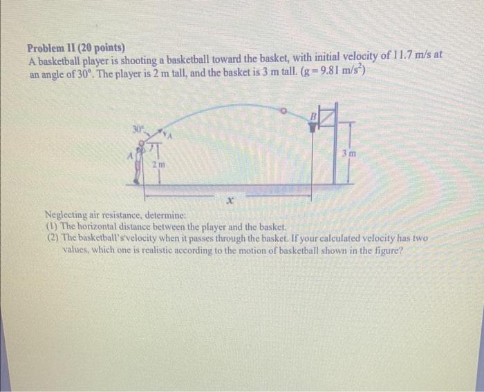 Solved Problem II ( 20 points) A basketball player is | Chegg.com