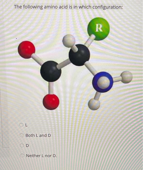 Solved The following amino acid is in which configuration: R | Chegg.com