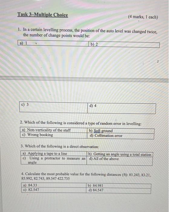 Solved 1. In a certain levelling process, the position of | Chegg.com