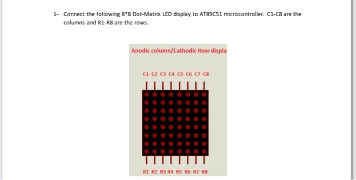Solved 1- Connect the following 8*8 Dot-Matrix LED display | Chegg.com