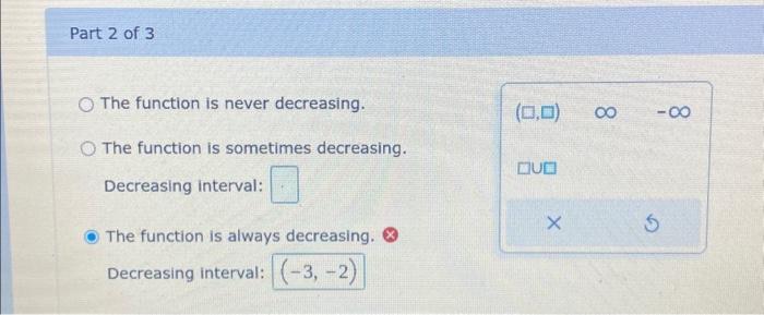 Solved The function is never increasing. The function is | Chegg.com