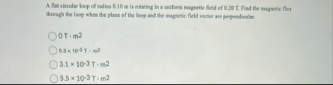 Solved A flat circular loop of radius 0.10 ﻿m is rotating in | Chegg.com