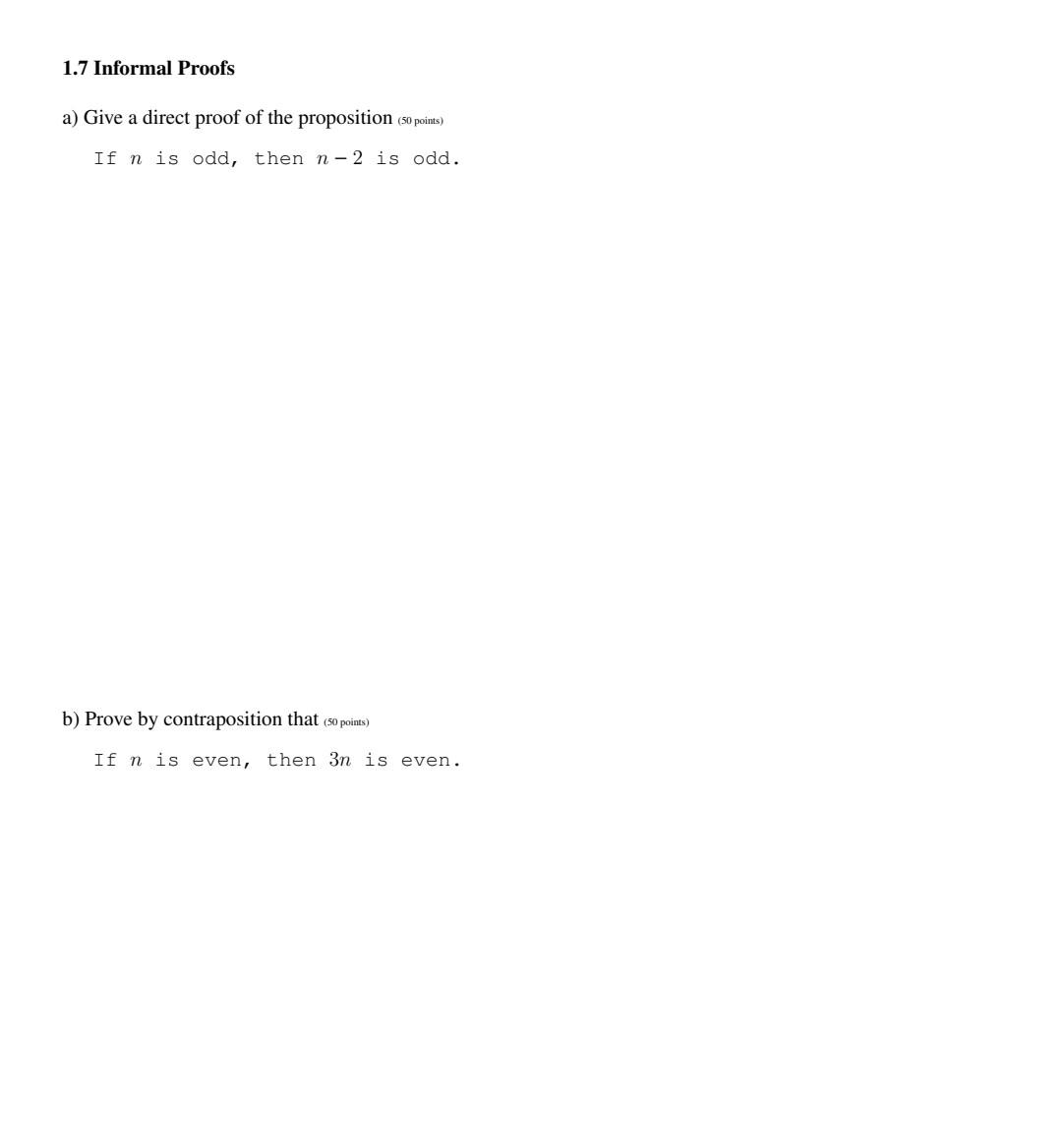Solved 1.7 Informal Proofs a) Give a direct proof of the | Chegg.com