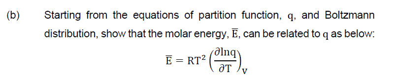 Solved (b) ﻿Starting from the equations of partition | Chegg.com