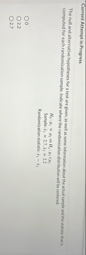 Solved Current Attempt in ProgressThe null and alternative | Chegg.com